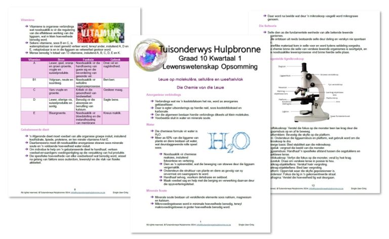 Graad 10 Kwartaal 1 Lewenswetenskappe Opsomming – Tuisonderwys Hulpbronne