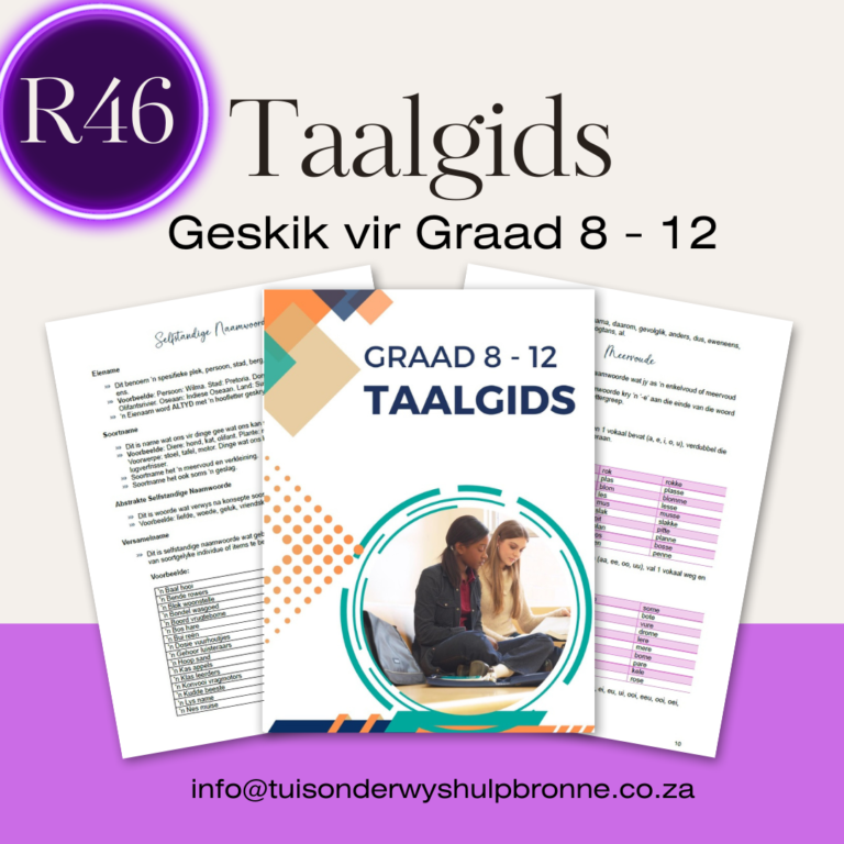 Afrikaanse Taalgids – Geskik vir Graad 8 – 12 – Tuisonderwys Hulpbronne