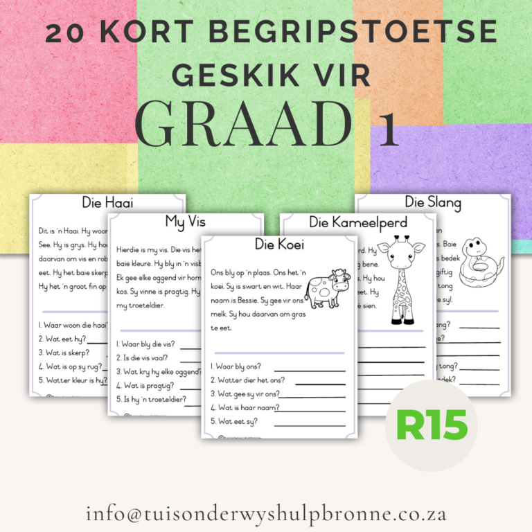 Graad 1 Kwartaal 1 Afrikaanse Werkboek – Tuisonderwys Hulpbronne