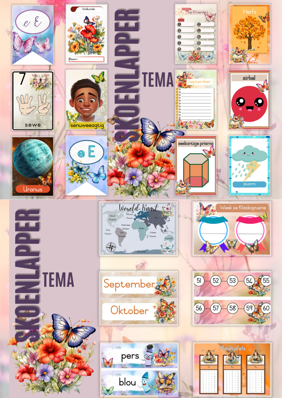 Skoenlapper Klaskamer Tema – Butterfly Classroom Theme – Tuisonderwys ...