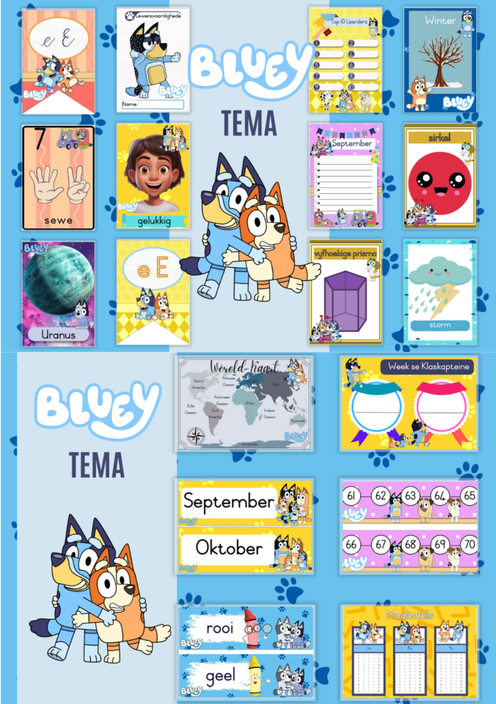 Bluey Klaskamer Tema – Bluey Classroom Theme – Tuisonderwys Hulpbronne