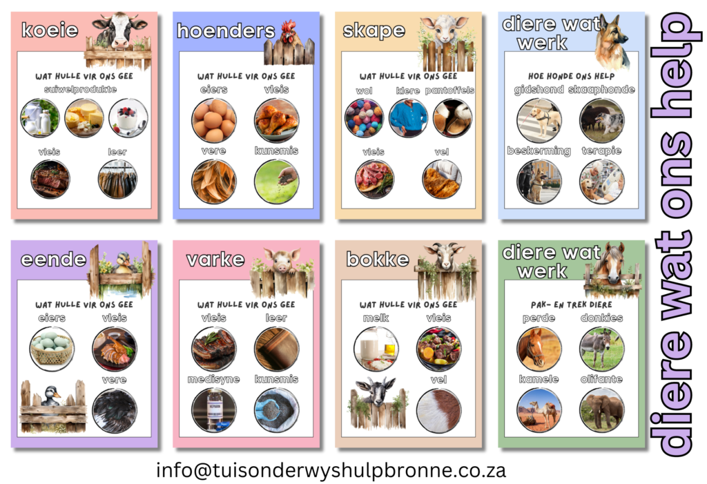 Diere wat ons help – Animals that help us – Tuisonderwys Hulpbronne