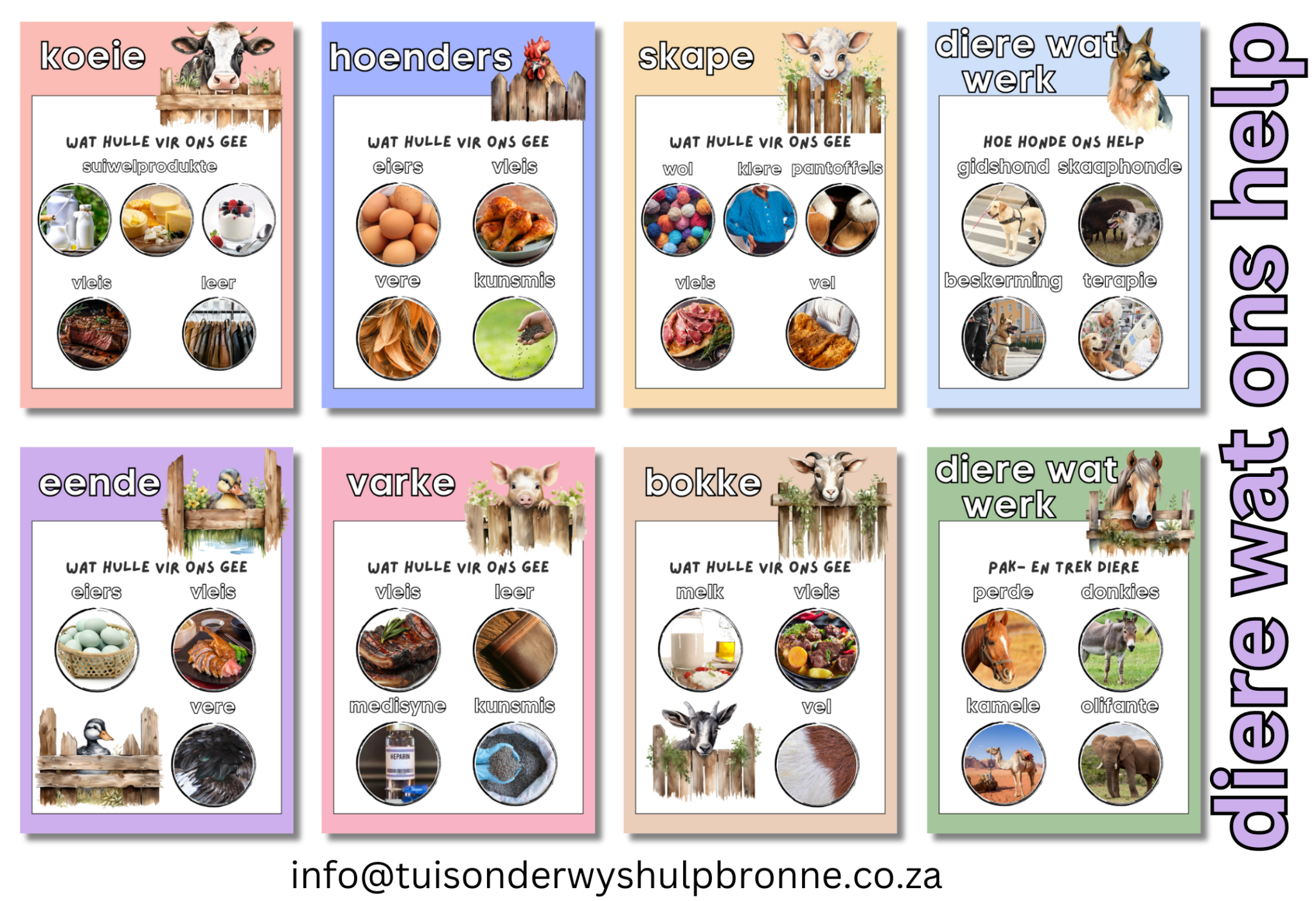 Diere wat ons help – Animals that help us – Tuisonderwys Hulpbronne