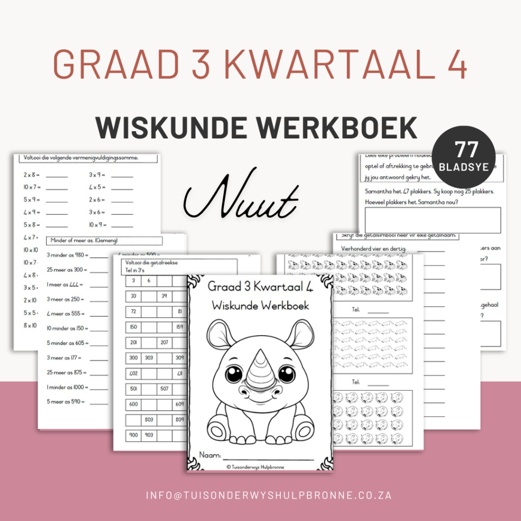 Graad 3 Kwartaal 4 Wiskunde Werkboek – Nuut – Tuisonderwys Hulpbronne