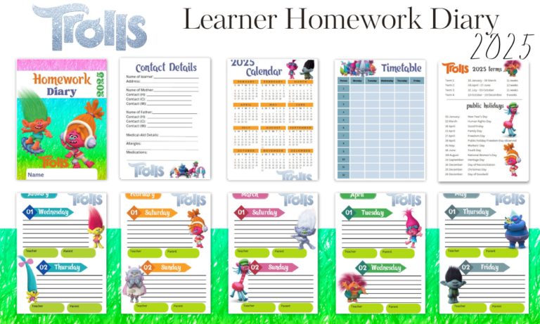 2025 Trolls Learner Homework Diary – Tuisonderwys Hulpbronne