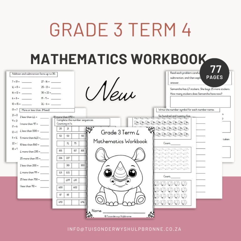 Grade 3 Term 4 Mathematics Workbook – New – Tuisonderwys Hulpbronne