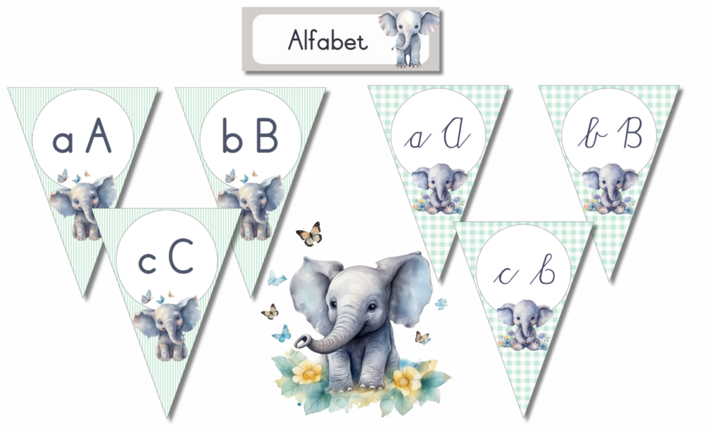Olifant Klaskamer Tema – Elephant Classroom Theme – Tuisonderwys Hulpbronne