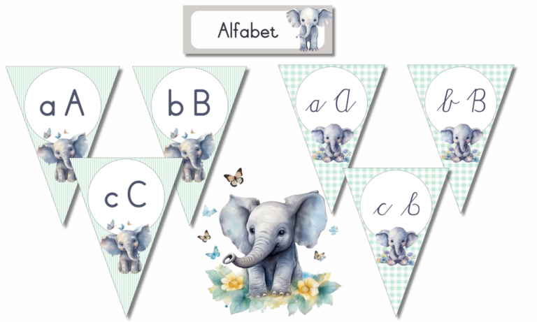 Olifant Klaskamer Tema – Elephant Classroom Theme – Tuisonderwys Hulpbronne