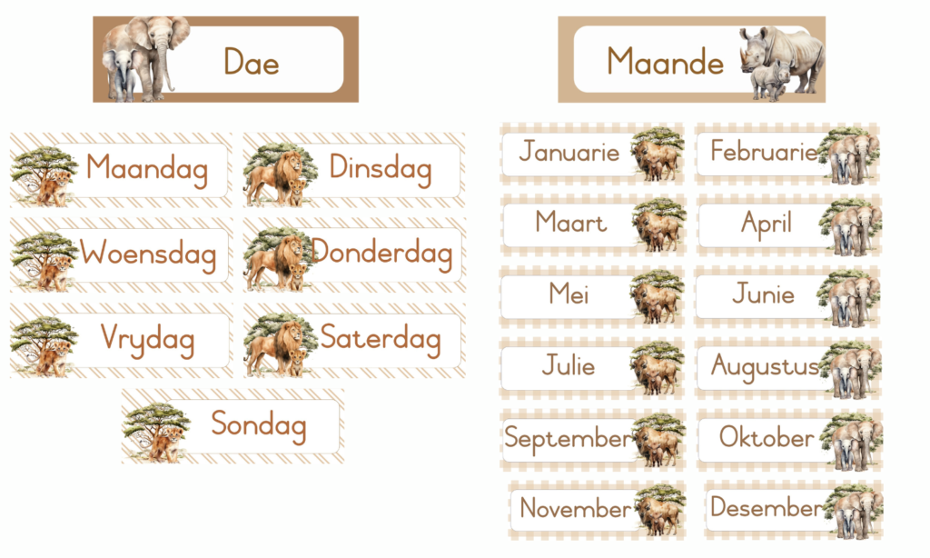 Safari Wilde Diere Klaskamer Tema – Safari Wild Animals Classroom Theme ...