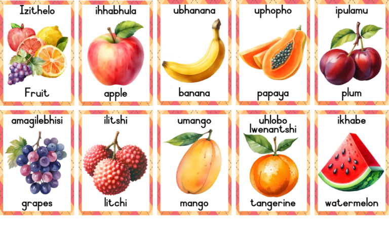 Fruit in IsiZulu and English Poster Pack – Tuisonderwys Hulpbronne
