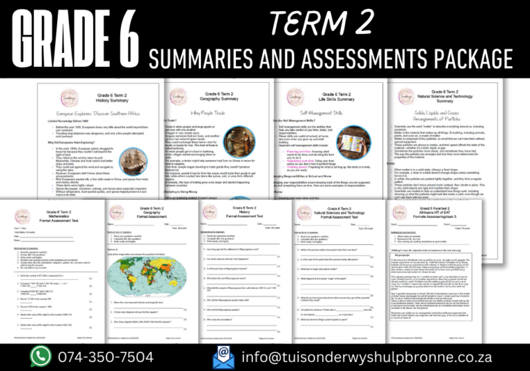Grade 6 Term 2 Summaries and Formal Assessments Package 2025 ...