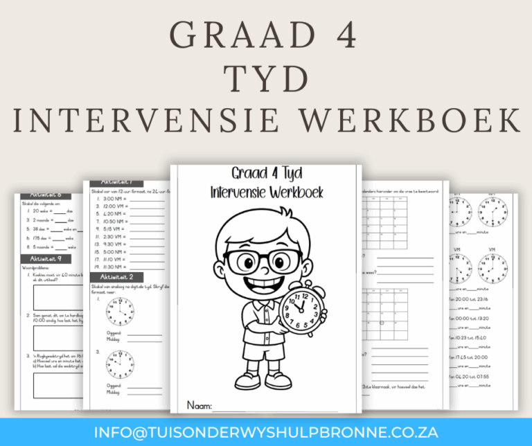 Graad 4 Tyd Intervensie Werkboek – Tuisonderwys Hulpbronne