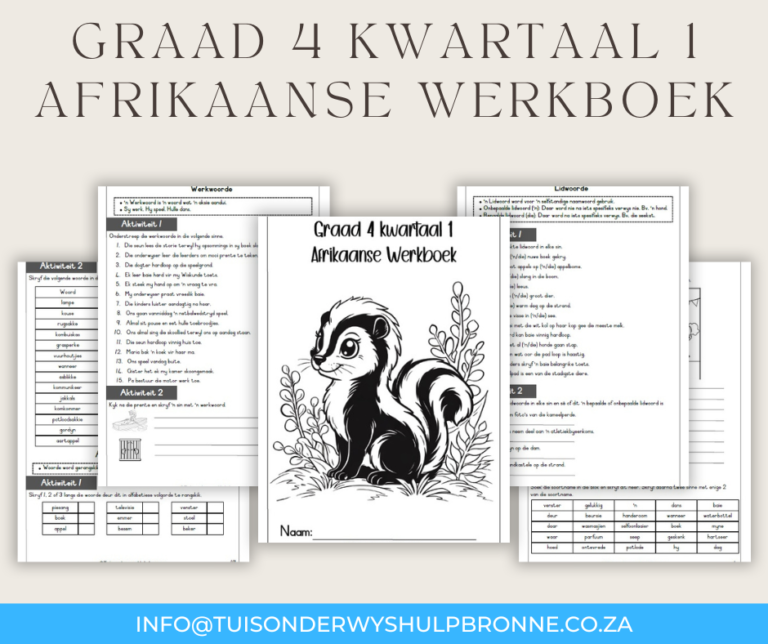 Graad 4 Kwartaal 1 Afrikaanse Werkboek – Tuisonderwys Hulpbronne
